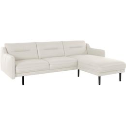 Ecksofa Home Affaire, B:239cm H:81cm T:166cm, beige, Struktur weich (100% Polyester);Luxus-Microfaser Lederoptik (100% Polyester);100% NaturLEDER,
