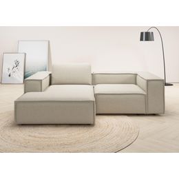Ecksofa Home Affaire, B:246cm H:68cm T:171cm, beige, 96% Polyester, 4% Nylon, Wohnzimmer, Sofas, "Watertown, kompakte L-Form, 246 cm breite f&uuml;r