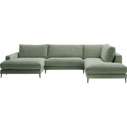 Wohnlandschaft Home Affaire, B:341cm H:84cm T:223cm, grün, 88% Polyester, 12% Polyacryl, Sofas, "Downtown XXL B/T/H: 341/223/84 cm Loungemöbel zum
