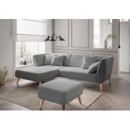 Ecksofa Home Affaire, B:264cm H:80cm T:160cm, grau, 100% Polyester, Wohnzimmer, Sofas, "Colori Polsterm&ouml;bel mit zeitlos eleganter R&uuml;ckenf&uuml;hrung.