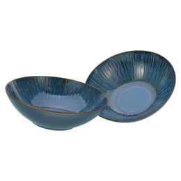 Creatable Salatschüssel "Sea Breeze blau, Salatschüssel 24 cm 2er Set", Ø 24cm, blau, Schüsseln, Reaktive intensiv leuchtende Spezialglasur