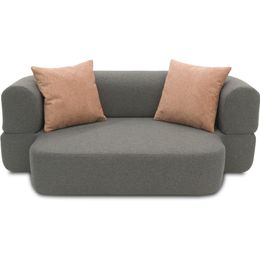 Schlafsofa Home Affaire, B:208cm H:78cm T:115cm, grau, 100% Polyester, Wohnzimmer, Sofas, "Denair oval Federkern, Bettsofa, organisches Design.