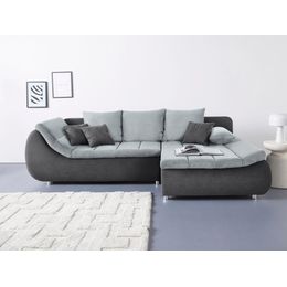 Ecksofa Home Affaire, B:271cm H:90cm T:104cm, silber, Wohnzimmer, Sofas, "Imola, elegant und modern, aktuelle Steppung im Sitz, bequem, L-Form", frei