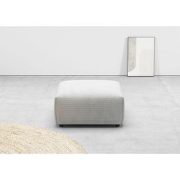 Hocker Home Affaire, H:71cm T:80cm, silber, 95% Polyester, 5% Nylon, Wohnzimmer, Hocker, "Glimminge auch in Breitcord, Feincord und Easy care-Bezug",