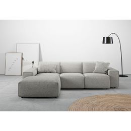 Ecksofa Home Affaire, B:264cm H:71cm T:191cm, silber, 96% Polyester, 4% Polyacryl, Wohnzimmer, Sofas, "Glimminge L-Form auch in Breitcord, Feincord +