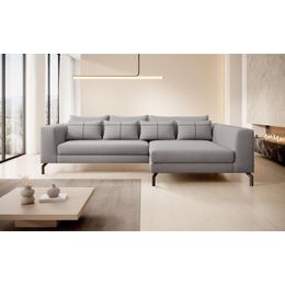 Ecksofa Home Affaire, B:284cm H:82cm T:172cm, grau, 100% Polyester, Wohnzimmer, Sofas, "Cross, mit softem Sitz, L-Form, wendbare Zierkissen, Breite