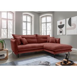 Ecksofa Home Affaire, B:255cm H:94cm T:180cm, orange, 100% Polyester, Wohnzimmer, Sofas, "Lazio modernes Design, bequem, schmale Armlehnen, OTTOs