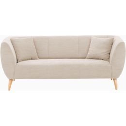 3-Sitzer Home Affaire, B:208cm H:83cm T:88cm, beige, 100% Polyester, Sofas, zwei verschiedene Fu&szlig;farben w&auml;hlbar