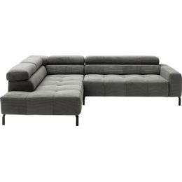 Ecksofa Home Affaire, B:276cm H:71cm T:219cm, grau, 95% Polyester, 5% Nylon, Wohnzimmer, Sofas, "Claya, L-Form, incl. Kopfteilverstellung, Breite 276