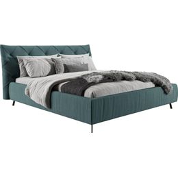 Polsterbett Home Affaire, B:216cm H:143cm L:234cm, blau, 100% Polyester, Betten, "Elloree, in 4 Breiten bis 200cm, auch in Leder", Kopfteilh&ouml;he 105