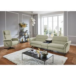 3-Sitzer Home Affaire, B:239cm H:84cm T:92cm, grün, 76% Polyacryl, 24% Polyester, Sofas, "Bellaria, inklusive 2x Relaxfunktion motorisch mit