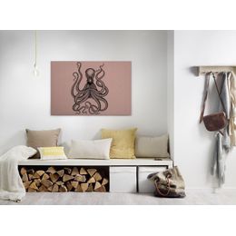 A.S. Cr&eacute;ation Leinwandbild A.S. CR&Eacute;ATION, B:90cm H:60cm, rosa, Holz, Stahl, Wohnzimmer, Bilder, "jules", Keilrahmen Bild Octopus Krake Leinwand-Bild Wohnzimmer