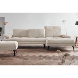 Ecksofa Home Affaire, B:295cm H:83cm T:162cm, beige, Struktur weich (100% Polyester);Struktur grob (100% Polyester);100% NaturLEDER, Wohnzimmer,
