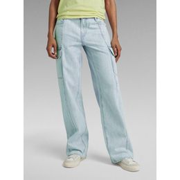 G-Star Raw 5-Pocket-Jeans G-STAR "Judee Cargo Low Waist Loose Jeans", Damen, Gr. 27, L&auml;nge 34, sun faded piscina blau, Obermaterial: 100% Baumwolle, Jeans 5-Pocket-Jeans