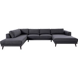 Wohnlandschaft Home Affaire, B:354cm H:85cm T:201cm, grau, Sofas, "Lumber Jack, viel Platz, bequem, Breite 354cm, hoher Fu&szlig;, U-Form", in moderner