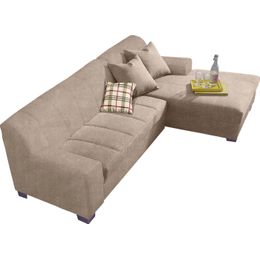Ecksofa Home Affaire, B:239cm H:75cm T:82cm, beige, Wohnzimmer, Sofas, "Anzio, elegant und gemütlich, Breite 239cm, L-Form", wahlweise mit