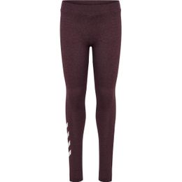 Leggings Hummel "hmlJR LOGO TIGHTS", M&auml;dchen, Gr. 128, N-Gr, fudge melange, Obermaterial: 57% Baumwolle, 38% Polyester, 5% Elasthan, Hosen Leggings