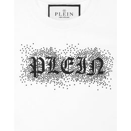 Philipp Plein Damen T-Shirt "Gothic Plein Verziert", wei&szlig;, Gr. 6, Obermaterial: 100% Baumwolle, Shirts