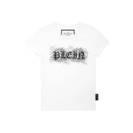Philipp Plein Damen T-Shirt "Gothic Plein Verziert", wei&szlig;, Gr. 14, Obermaterial: 100% Baumwolle, Shirts