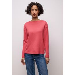 Strickpullover Street One, Damen, Gr. 34, striking coral, Stoff, 30% Polyester, 29% Polyacryl, 21% Viskose, 20% Nylon, unifarben, comfort fit normal, U-Boot-Ausschnitt, B&uuml;ndchen, Pullover Strickpullover