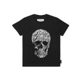 Philipp Plein Jungen T-Shirt "Skull"02, schwarz, Gr. 14, Obermaterial: 100% Baumwolle, Shirts
