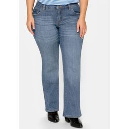 sheego Damen Bootcut-Jeans, blau, Gr. 44, unifarben, 75% Baumwolle, 24% Polyester, 1% Elasthan, Jeans