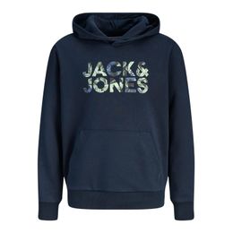 Jack & Jones Kinder Kapuzensweatshirt "JJEJEFF LOGO SWEAT HOOD JNR"sky captain, Gr. 176, JACK & JONES JUNIOR, bedruckt, angeraute Sweatware, Obermaterial: 70%