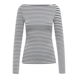 Langarmshirt Only "ONLKISS LIFE LS BOATNECK TOP CC JRS NOOS", Damen, Gr. L, cloud dancer stripes:luna stripes navy blazer, Jersey, Obermaterial: 95% Baumwolle, 5% Elasthan, gestreift, regular fit, Shirts Langarmshirt