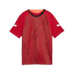Puma Kinder Trainingsshirt "individualFINAL Fu&szlig;balltrikot Jugendliche"glowing rot mint jelly schwarz gr&uuml;n, Gr. 128, clean, Vorderteil: 100%