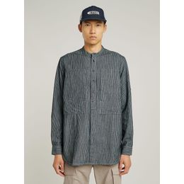 G-Star Raw Langarmshirt G-STAR "Stand Collar Rollup Relaxed Hemd", Damen, Gr. L, rinsed stripe, Obermaterial: 100% Baumwolle, Shirts Langarmshirt