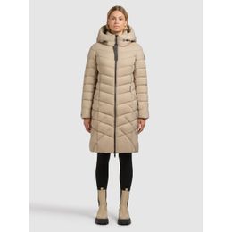Steppmantel Khujo "ODANA3", Damen, Gr. L, beige, 100% Nylon, unifarben, slim fit, eingesetzt elastischer Bund, M&auml;ntel Steppmantel