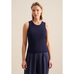 Strickpullover Seidensticker "Schwarze Rose", Damen, Gr. L, marine, 52% Polyester, 48% Manila, regular fit, Rundhals, Pullover Strickpullover
