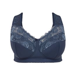 sheego Damen B&uuml;gelloser BH, Gr. 95, blau, 83% Polyamid, 17% Elasthan, BHs