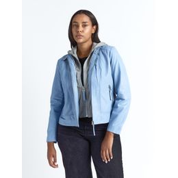 Maze Damen Lederjacke "42023103", blau, Gr. 46, Obermaterial: 100% Lammleder. Innenfutter: 100% Polyester. &Auml;rmelfutter: 100% Polyester. Kapuze: 100%