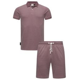 Ragwear Herren Poloshirt "Set Porpi", lila, Gr. S, Material: 50% Baumwolle, 50% Polyester, Shirts, Modisches Herren Set aus Hemd und kurzer Hose