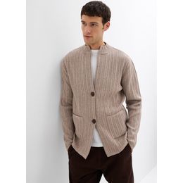 bonprix gerippte Feinstrickjacke, beige