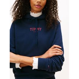 Tommy Jeans Damen Kapuzensweatshirt "TJW REG ESS LOGO 2 HOODIE EXT"schwarz night navy, Gr. S, unifarben, Sweatware, Obermaterial: 100% Baumwolle,