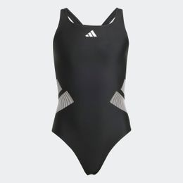 Badeanzug adidas Performance "BB CBCK SUIT Y", M&auml;dchen, Gr. 128, N-Gr, schwarz, wei&szlig;, Obermaterial: 78% Polyamid, 22% Elasthan, Badeanz&uuml;ge Badeanzug