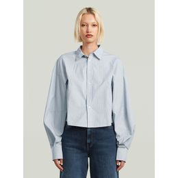 G-Star Raw Langarmshirt G-STAR "Macro Balloon Shirt", Damen, Gr. L, ash blau micro stripe, Obermaterial: 100% Baumwolle, Shirts Langarmshirt