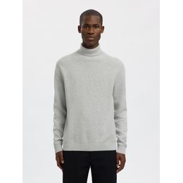 Selected Herren Rollkragenpullover "SLHDANE LS KNIT STRUCTURE ROLL NECK NOOS", grau, Gr. XXL, meliert, Strick, Obermaterial: 100% Baumwolle, Pullover