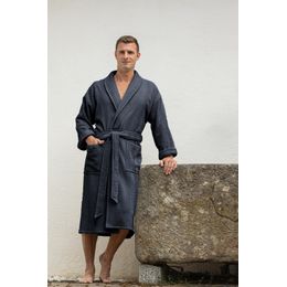 Herrenbademantel, grau, Framsohn FROTTIER, Frottier, Hausm&auml;ntel, "Ocean Bio", aus 100% GOTS zertifizierter Bio-Baumwolle