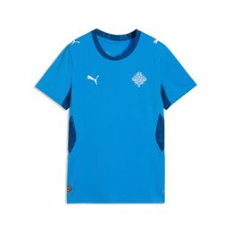Puma Damen Trainingsshirt "Island 2026 Heimtrikot Damen"electro royal wei&szlig; blau, Gr. L, Obermaterial: 100% Polyester; Kragen: 100% Polyester;