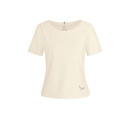 TRIGEMA Damen Sweatshirt "TRIGEMA Shirt mit kurzen &Auml;rmeln mit Kristallsteinen", beige, Gr. M, 55% Polyester, 45% Baumwolle, Sweatshirts