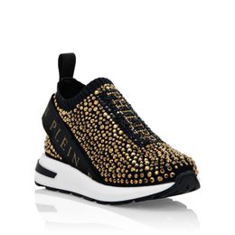 Sneaker Philipp Plein "Mit Schmucksteinen", Damen, Gr. 25, Normalschaft, 0216, schwarz, gold, Schuhe Sneaker
