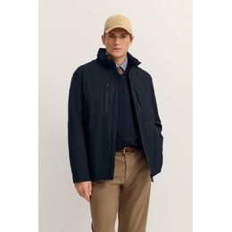 Bugatti Herren Regenjacke "Rainseries", blau, Gr. 58, unifarben, 100% Polyester, Jacken, Regular Fit mit Kapuze & Stehkragen