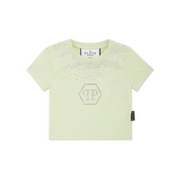 Philipp Plein Damen T-Shirt "Hexagon Verziert", gr&uuml;n, Gr. 10, Obermaterial: 100% Baumwolle, Shirts