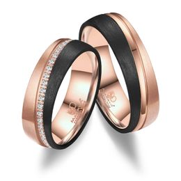 MARRYA Damen Trauring "Carbon Ringe Trauringe Eheringe Partnerringe", 64, Carbonherren ring, schwarz, ros&eacute;, Carbon, Fingerringe