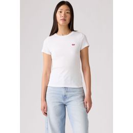 Levi's LEVI'S Damen T-Shirt "Mini-Logo", wei&szlig;, Basic, Gr. S, Jersey, Obermaterial: 100% Baumwolle, Shirts, mit kleiner Markenlogo-Stickerei auf der Brust