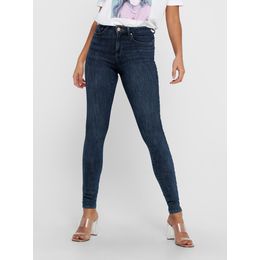 Skinny-fit-Jeans Only "ONLPOWER MID SK PUSHUP DNM REA3659 NOOS", Damen, Gr. L, L&auml;nge 32, dunkelblau denim, Denim/Jeans, Obermaterial: 92% Baumwolle, 6% Polyester, 2% Elasthan, unifarben, skinny fit lang, Jeans