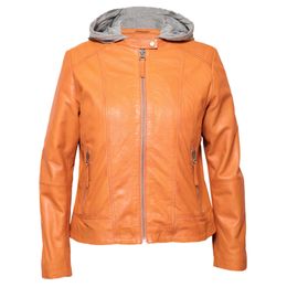 Maze Damen Lederjacke "42023103", orange, Gr. 42, Obermaterial: 100% Lammleder; Innenfutter: 100% Polyester; Ärmelfutter: 100% Polyester; Kapuze: